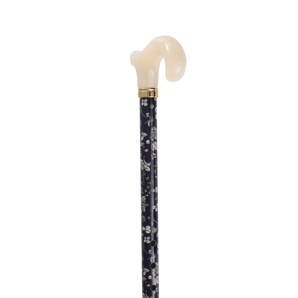 Navy Floral Petite Adjustable Cane | The Golden Concepts