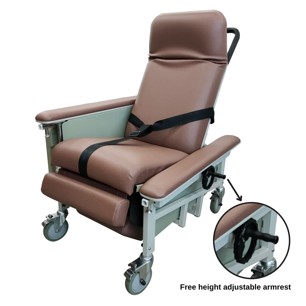 Mobile Recliner Geriatric Chair with Tray for Elderly In SG