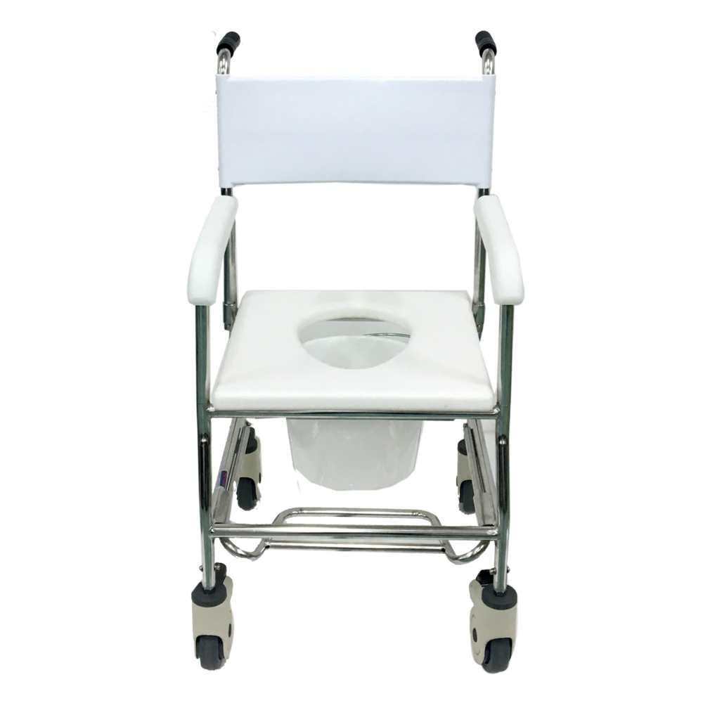 Stainless Steel Deluxe Commode with Retractable Footrest